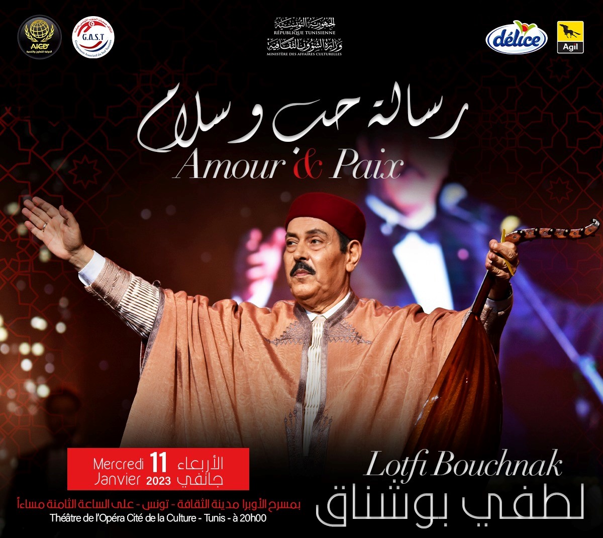 Concert caritatif de Lotfi Bouchnak le 11 janvier au Théâtre de l’opéra ...